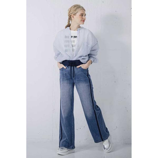 INDIMARK INDKNIT サイドラインワイド ブルー レディース おしゃれ ブランド かわいい インディゴ WK001【お取り寄せ】