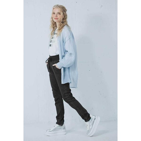 INDIMARK INDKNIT テーパードパンツ ウエストリブ レディース おしゃれ ブランド かわいい ブラック　WK008【お取り寄せ】