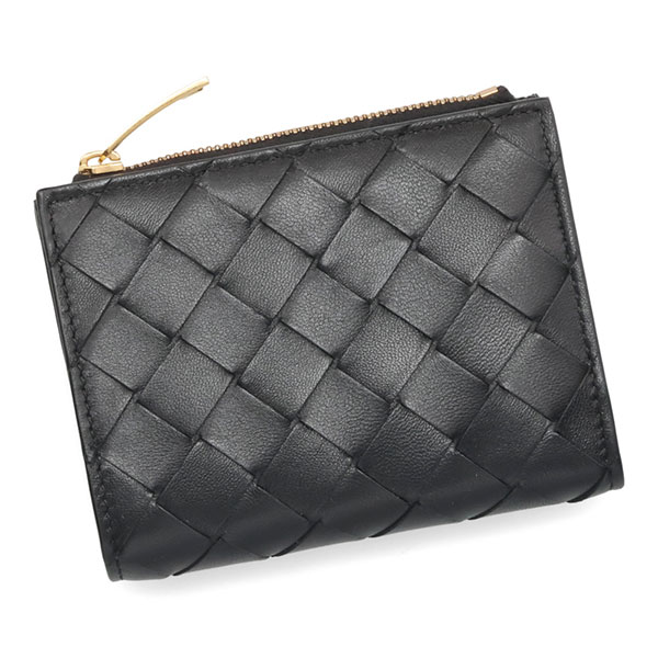 ボッテガヴェネタ 財布 レディース BOTTEGA VENETA イントレチャート スモール二つ折りウォレット 742330 VCPP3 8425 ブラック
