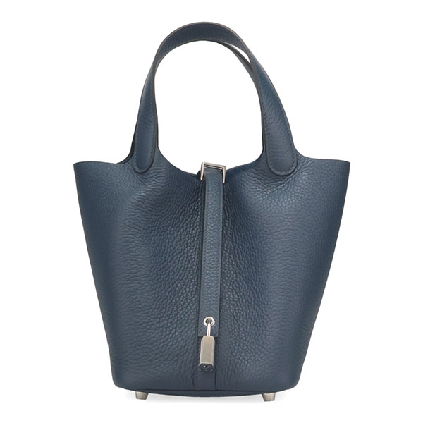 エルメス ピコタン ロック PM 18cm HERMES トリヨンクレマンス ブルードプリュス シルバー金具 056289 B刻印