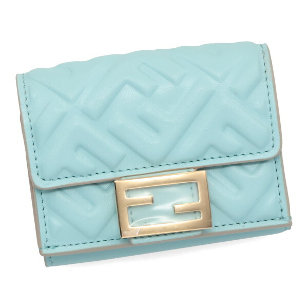フェンディ 財布 レディース FENDI バゲット マイクロ 三つ折り財布 8M0395 AT00 F1PQI ライトブルー