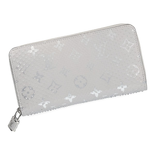 ルイヴィトン 財布 LOUIS VUITTON モノグラム パイソン ジッピーウォレット グレー+シルバー N87182