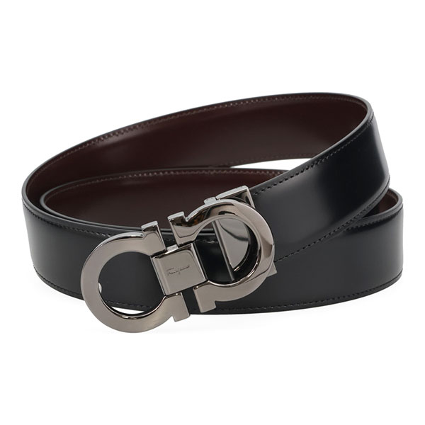 フェラガモ ベルト メンズ FERRAGAMO ガンチーニ リバーシブルベルト 679535 644557 ガンメタルバックル ブラック+ダークブラウン 105cm