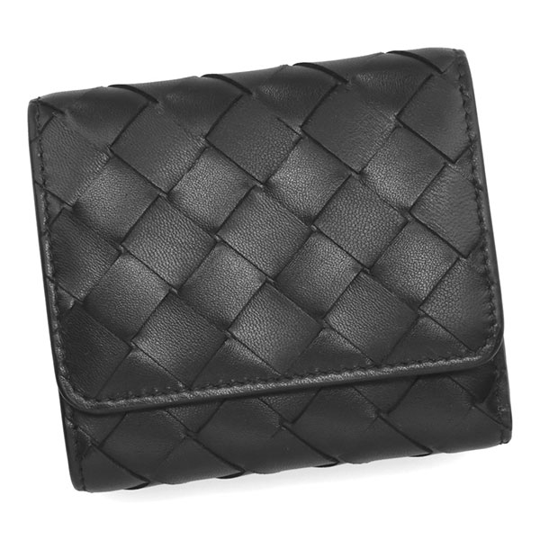 ボッテガヴェネタ 財布 レディース BOTTEGA VENETA イントレチャート 三つ折りウォレット 776033 VCPP2 8425 ブラック