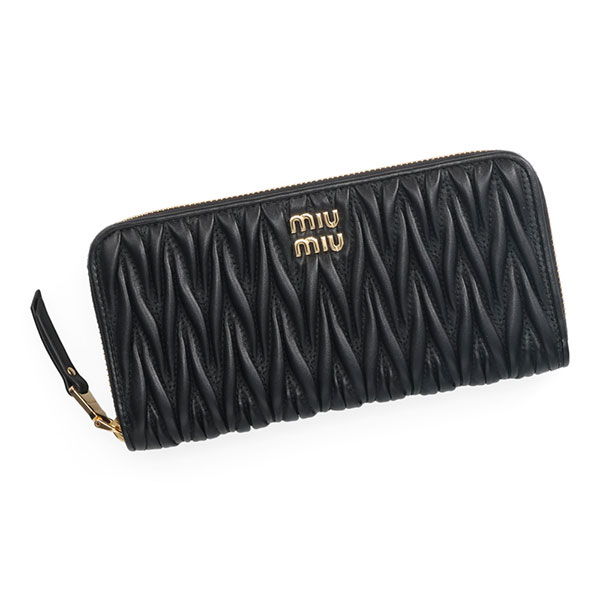 ミュウミュウ 財布 レディース MIUMIU ラージ マトラッセ ナッパレザー ウォレット 5ML506 AFPP F0002 NERO ブラック