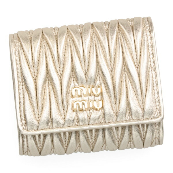 ミュウミュウ 財布 レディース MIUMIU マテラッセレザー 5MH033 AFPP F0846 PIRITE ゴールド
