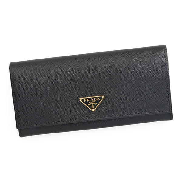 プラダ 財布 レディース PRADA サフィアーノトライアングル長財布 1MH132 QHH F0002 NER0 ブラック