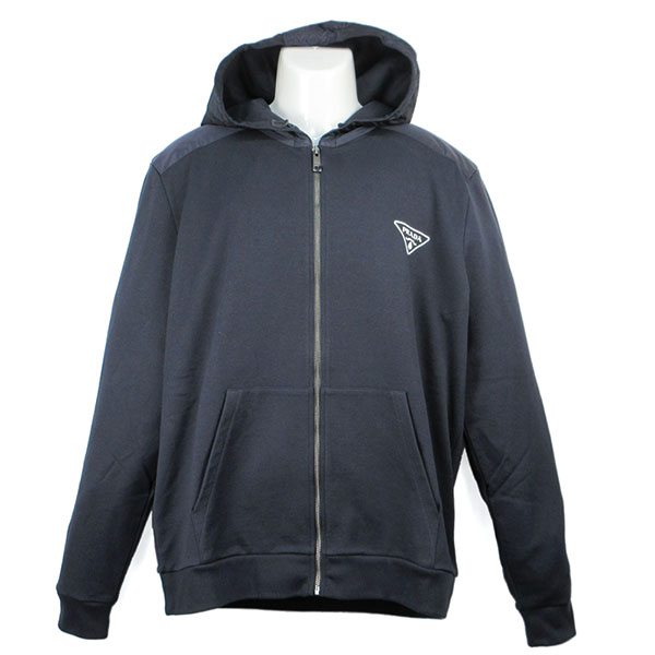 プラダ ジップアップフーディ メンズ PRADA UJL19A R232 1077 BLEU ブルー サイズXL