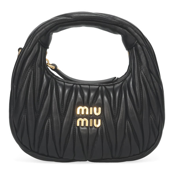ミュウミュウ バッグ レディース MIUMIU ワンダー マテラッセレザー ホーボーミニバッグ 5BP078 AN88 F0002 NERO ブラック