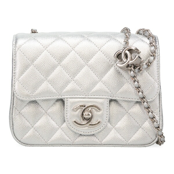 シャネル バッグ レディース CHANEL ミニフラップバッグ AS5758 B21924 U3467 シルバー シルバー金具