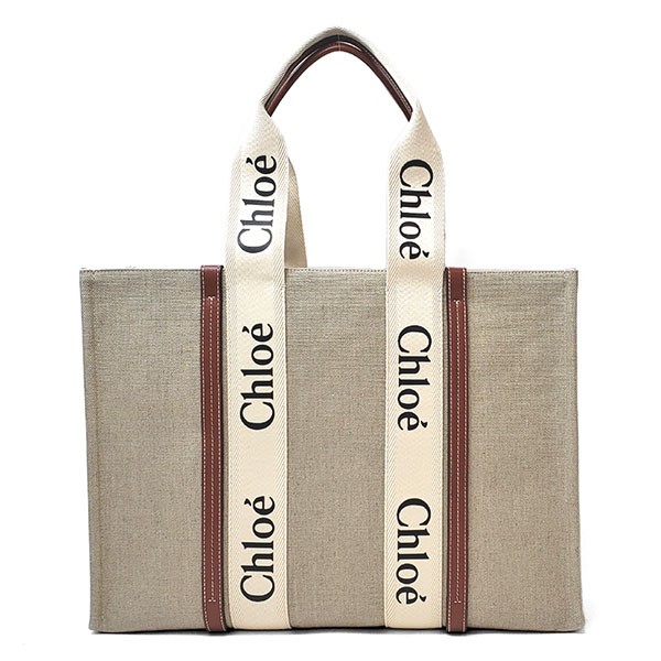 クロエ バッグ レディース Chloe WOODY ラージトートバッグ CHC22AS382I26 90U ホワイト+ブラウン