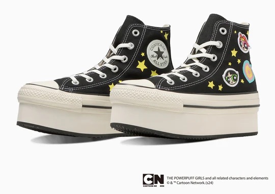 【SALE】【CONVERSE】5SE183 ALL STAR CHUNKYLINE HI / THE POWERPUFF GIRLS BLACK コンバース オールスター チャンキーライン パワーパフ ガールズ ブラック スニーカー ハイカット パワパフ 大人靴 シューズ カジュアル コラボ