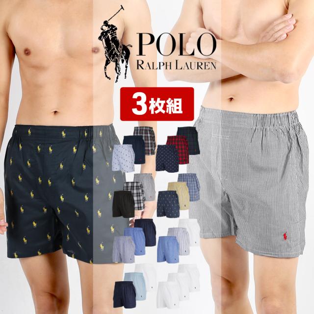 3枚セット ポロ ラルフローレン POLO RALPH LAUREN トランクス メンズ アンダーウェア 前開き 綿100％ コットン チェック ドット ボーダー ストライプ 無地 ロゴ ワンポイント ブランド 男性 誕生日 プレゼント 彼氏 父 息子
