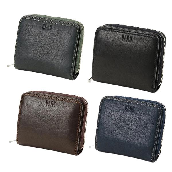 財布 二つ折りメンズ ELLE エルオム ラウンドファスナー ブランド 本革 牛革 おしゃれ 高級  2025 秋 誕生日 ギフト好適品