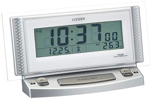 CITIZEN シチズン 目覚まし時計 電波時計 音声アラーム パルデジットボイス(中古品)