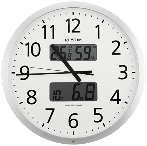 リズム時計 RHYTHM 電波 掛け時計 プログラムカレンダー 403SR シルバーメ (中古品)