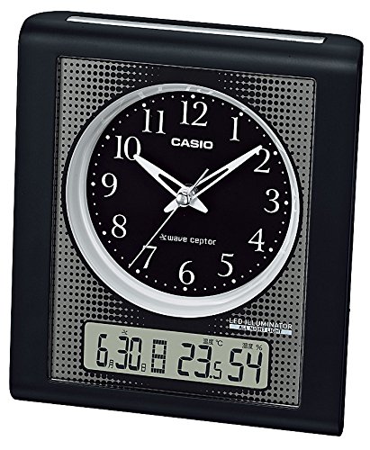 CASIO (カシオ) 温度湿度計付き電波アナログ目覚まし時計 ブラック TQT-351(未使用の新古品)