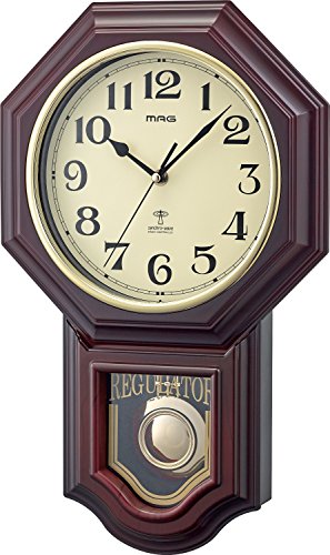 MAG(マグ) 電波振り子時計 鹿鳴館DX アナログ表示 ブラウン W-640BR(中古品)