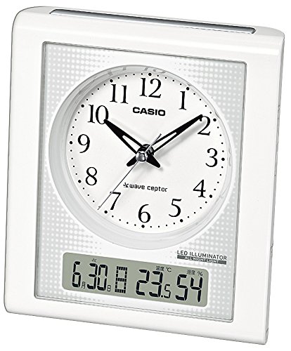 CASIO (カシオ) 温度湿度計付き電波アナログ目覚まし時計 ホワイト TQT-351(未使用の新古品)