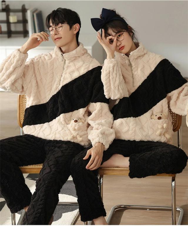 ペア パジャマ 冬 長袖 ペアパジャマ もこもこ ルームウェア 結婚祝い プレゼント 部屋着 カップルパジャマ 冬 パジャマ カップル ペア ルームウェア ペアパジャマ 春夏カップル 前開き お揃い 恋人 夫婦