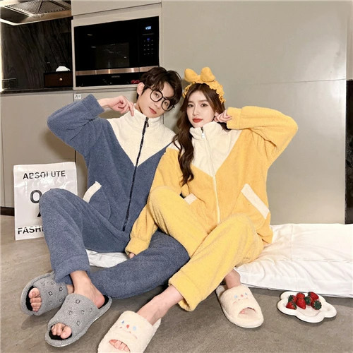 パジャマ ペア 冬 もこもこ カップル ペア ルームウェア セット 前開き 長袖 ルームウェア レディース モコモコ メンズ パジャマ カップル ペアパジャマ カップル 冬 カップル お揃い プレゼント ギフト カップル ペア ルームウェア カップル ペア 部屋着