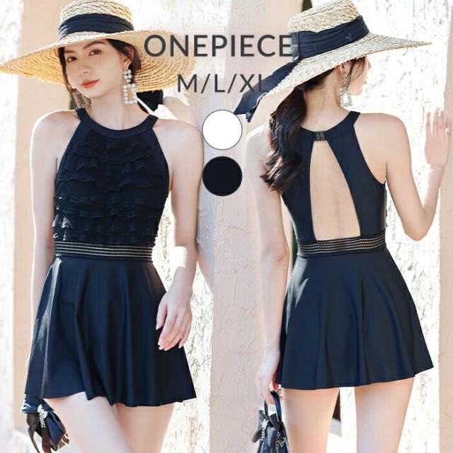 ワンピース水着 水着 レディース 体型カバー ワンピース ブラック ホワイト フリル フレア スイムウェア ショートパンツ 一体型ワンピース リゾート水着 おしゃれ水着 20代 30代 40代 ママ ミセス 無地 オールインワン水着 お尻 太もも カバーアップ 旅行