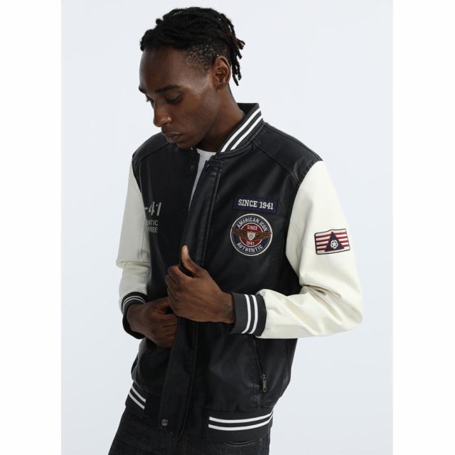 スタジャン レザージャケット メンズ レディース スタジアムジャンパー 革ジャン PUレザー PU革 レザーブルゾン フルジップ スリムフィット 保温 防風