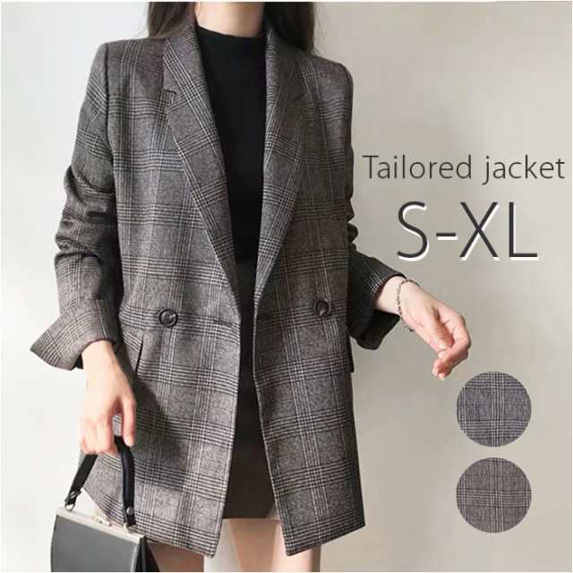 テーラードジャケット レディース 通販 テーラード ジャケット チェック ロング丈 大きいサイズ 冬 秋冬 カジュアル オフィス 通勤 ビジネス ライトアウター オシャレ かわいい おしゃれ きれいめ きちんと アウター 羽織もの レディースファッション
