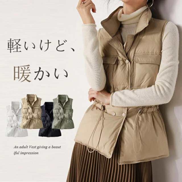 キルティンベスト レディース ベスト キルティングジャケット ノースリーブ コート  ダウンベスト アウター 軽量 秋冬 中綿 袖なし あったか 防寒 スタンドカラー 中綿ベスト 重ね着 ポケット付き キルトベスト 無地 送料無料