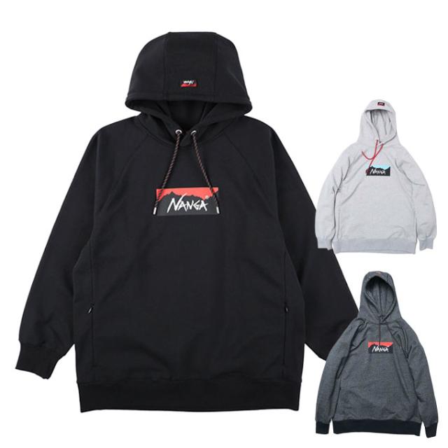 ナンガ NANGA スウェットパーカー メンズ レディース エコハイブリッドボックスロゴスウェットフーディー NW2441-1F002-A