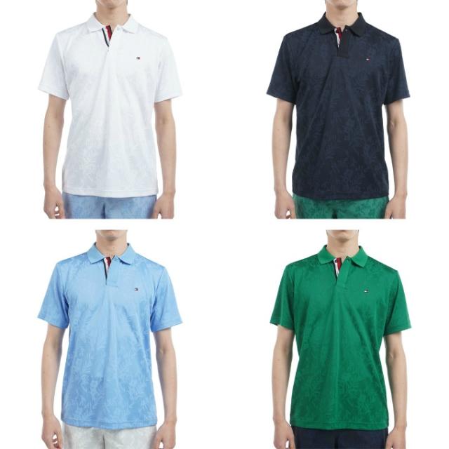 トミーヒルフィガーゴルフ   GOLF ゴルフウェア ポロシャツ 半袖 メンズ リーフジャガード 半袖ポロシャツ THMA522