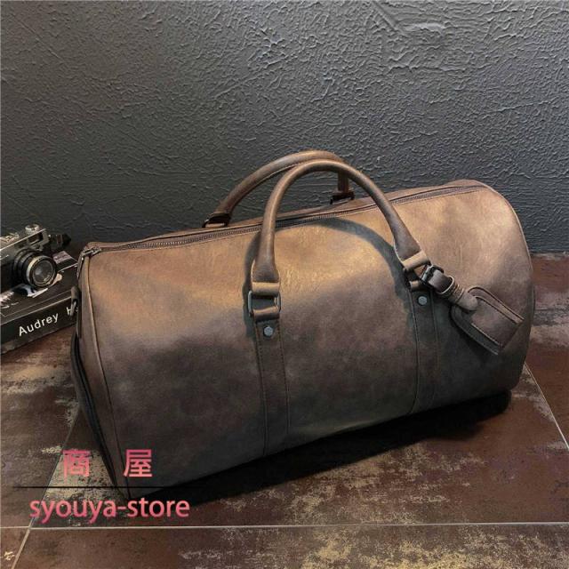 PUレザー ボストンバッグ メンズ 大きい 大容量 トラベルバッグ 韓国風 鞄 アウトドア 旅行カバン 手提げバッグ 遠足 スポーツ 丈夫で強い 修学旅行 部活 多機能