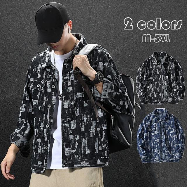 デニムジャケット メンズ 個性 Gジャン ゆとり アウター コート ヴィンテージ加工 カジュアル オシャレ おしゃれ 男性 大きいサイズ トップス 春秋 20代30代40代