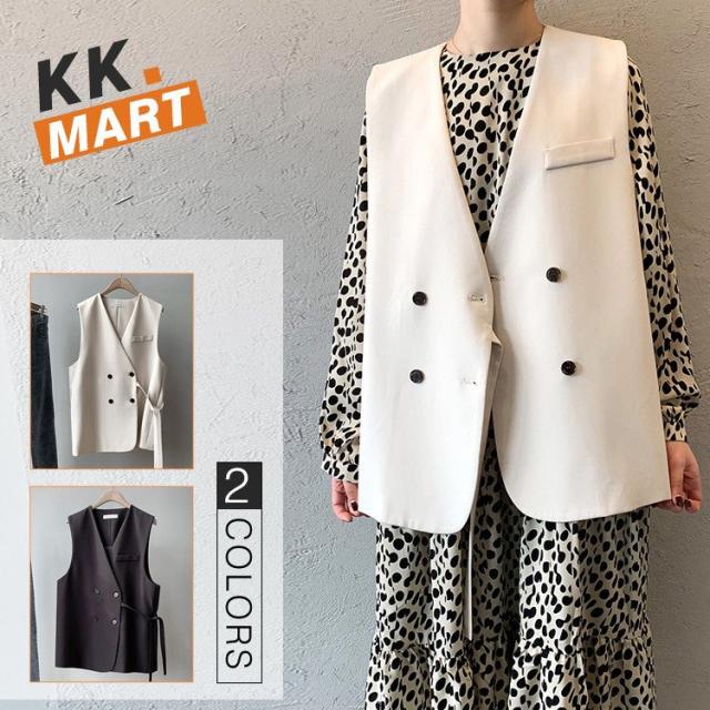 レディースベスト　春　夏　秋　レディース　ベスト　ジレベスト　アウター　無地　レイヤード　ノースリーブ　通勤　ジャケット　20代　30代　40代