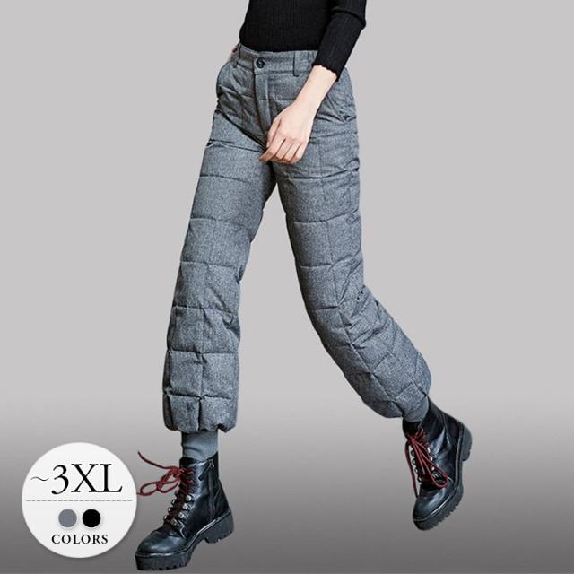 パンツ 中綿入りパンツ ボトムス  キルティング 暖かい お散歩 アクティブ スポーティー グレー ブラック 母親 魅力的 ベーシック