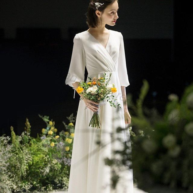 ウエディングドレス aライン 花嫁 結婚式 パーティードレス 二次会 ブライダル ロングドレス イブニングドレス前撮り後撮り白 ワンピース上品 挙式 ビーチフォト