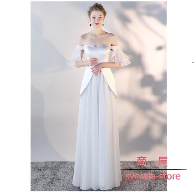 オフショルダー 二次会 披露宴 ウエディングドレス 舞台衣装 ピアノ パーティードレス マーメイド 20代30代 結婚式ドレス 演奏会 ロングドレス 発表会