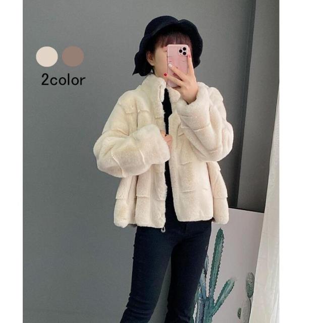 フフェイクファーコート ファーコート レデイース 毛皮コート カジュアル モコモコ 韓国風 30代 40代 ファー襟 ショート丈コート きれいめ 長袖アウター 秋冬