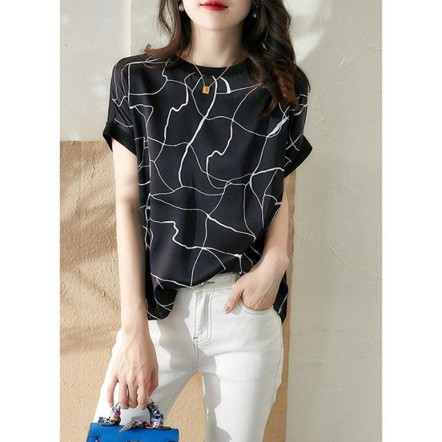 ブラウス レディース 40代 春夏新作 オシャレブラウス レションTシャツ 半袖トップス ドルマンスリーブTブラウス 大人 通勤 ゆったりシャツ 韓国風 30代 50代