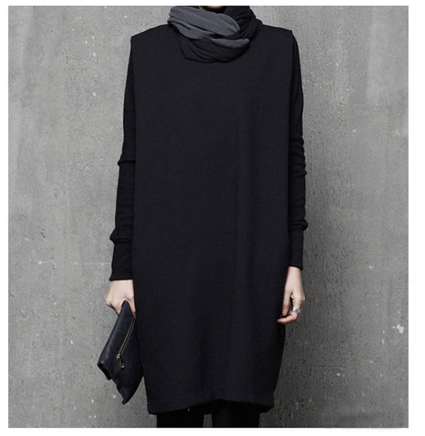 ジャンパースカート ミセス ファッション エレガント シンプル ゆったり ルーズ 体型カバー ミドル丈 ポケット ジッパー付き H型 クルーネック カジュアル 女子 通勤 通学