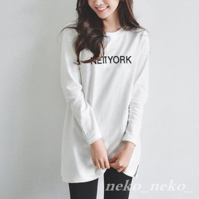 トップス レディース 長袖 クルーネック Tシャツ 英字柄 プリント スリット入り 薄手 インナー 着痩せ 女性用 セクシー 20代30代40代 大人 上品 春秋新作 トップス レディース 長袖 クルーネック Tシャツ 英字柄 プリント