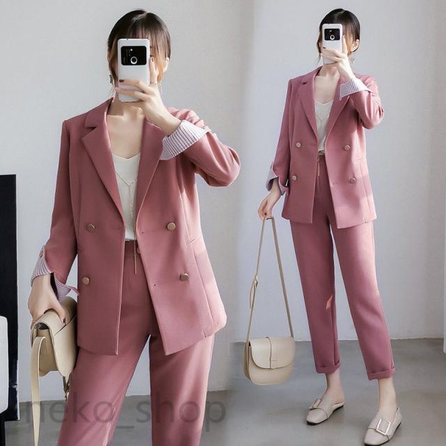 レディース パンツセット 2点セット ジャケット＋パンツ パンツスーツ フォマール セレモニー 通勤 ビジネス 就活 面接 リクルート 女性 大きいサイズ 春秋