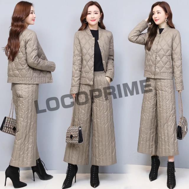 レディース上下セット セットアップ ダウンジャケット ダウンパンツ 暖かい カジュアル 冬物 おしゃれ お洒落 上品 軽い 防寒 寒さ対策 着痩せ