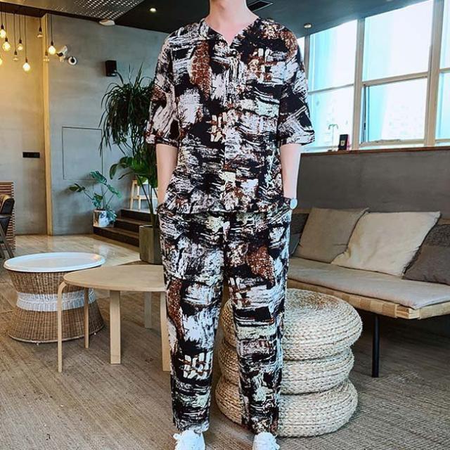 セットアップ 上下セット メンズ 半袖 Tシャツ ボトムス 大きいサイズ 上下 春夏 セットアップ メンズ M L XL 2XL 3XL 4XL 5XL ルームウェア チャイナ風