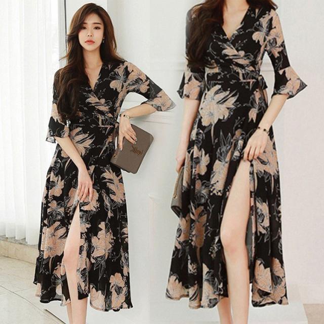 ワンピースセットアップ レディース 40代ワンピース 花柄 春夏 きれいめ膝丈上品 五分袖 Vネックワンピース 大きいサイズ 通勤セット お出かけ 大人 30代 50代