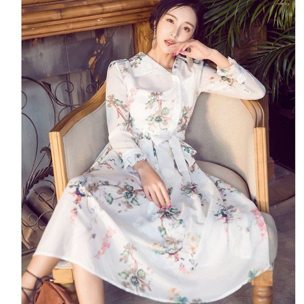 マキシワンピ　リゾートワンピ ハイウエスト　ロングドレス レディース スタイル 大人優美なラインが実現する 大人 ロングワンピース 花柄 マキシ丈ワンピース