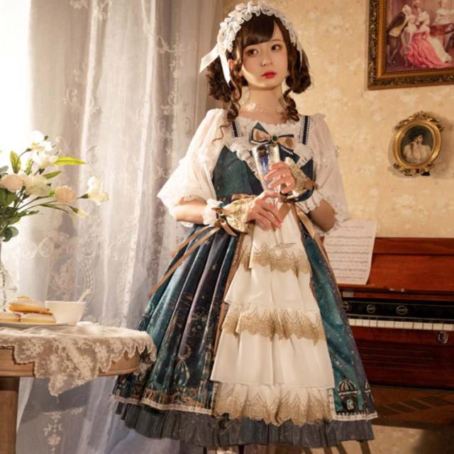 仮装 Aライン ワンピース お姫様 レース ワンピース 少女 ノースリーブ 森ガール フリル襟 ロリータ風 蝶結び付き 通学 Lolita エプロンワンピース かわいい 膝丈 通勤 茶会 学園祭 ドレス イベント 忘年会 仮装 Aライン ワンピース お姫様 レース ワンピース 少女 ノースリーブ