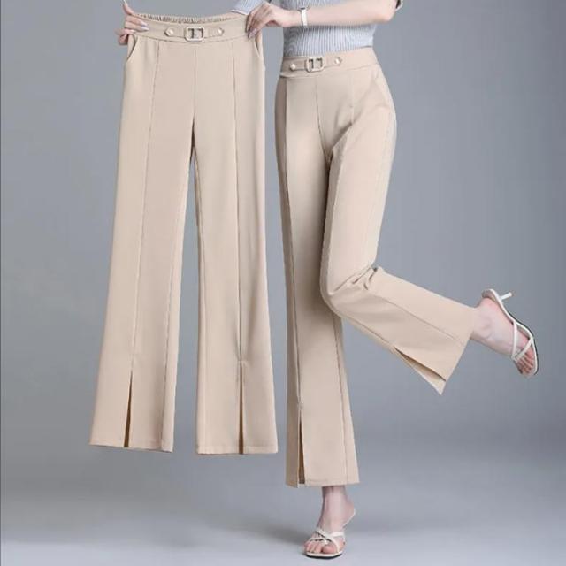 フレア パンツ 冷感 黒 ベージュ 春夏秋 リラックス フレアパンツ