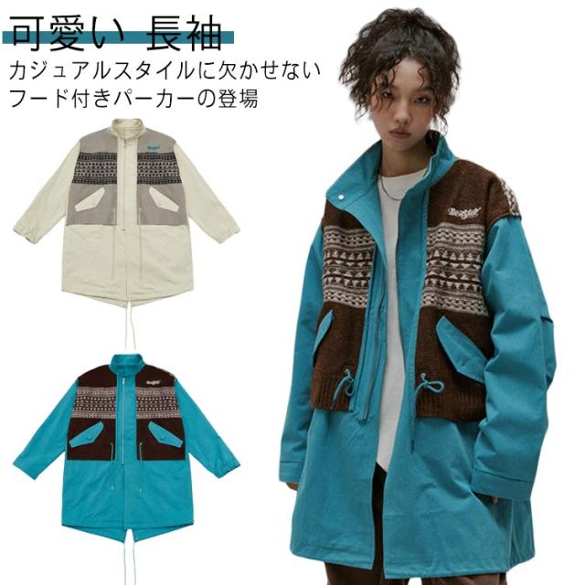 きれいめ レディース トレンチコート ニット ジップアップ 送料無料 切り替え 前開き 送料無料 ハイネック 長袖 ミドル丈コート トレンチ レディース 冬 お洒落 トップス 秋 春 可愛い トレンド ゆったり コート レトロ S M