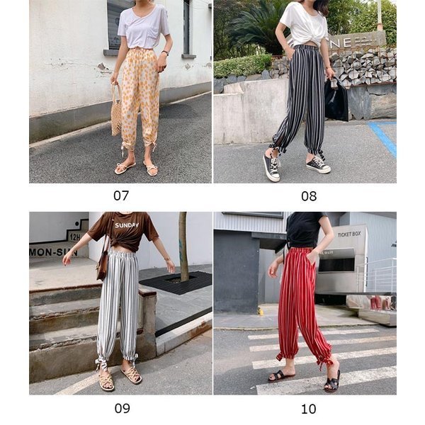 サルエルパンツ 夏 レディース 九分丈パンツ 薄手 ニッカーボッカー